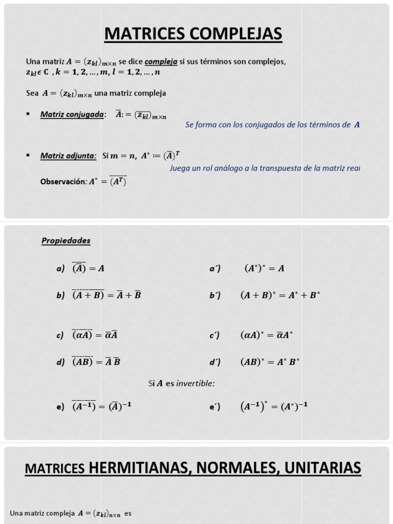 Clase 03.matrices Complejas | PDF