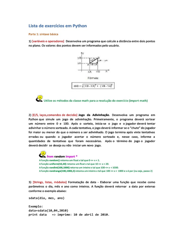 Exercicios em Python | PDF | Python (linguagem de programação) | Matriz ...