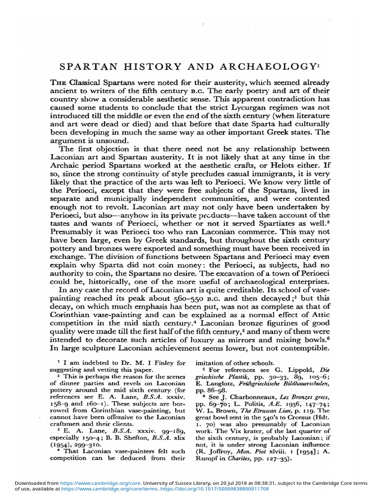 Spartan History and Archaeology | PDF | Sparta | Ancient Greece