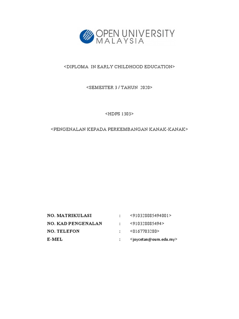 Assignment Bahagian 1 (Hdps 1303) 1 | PDF