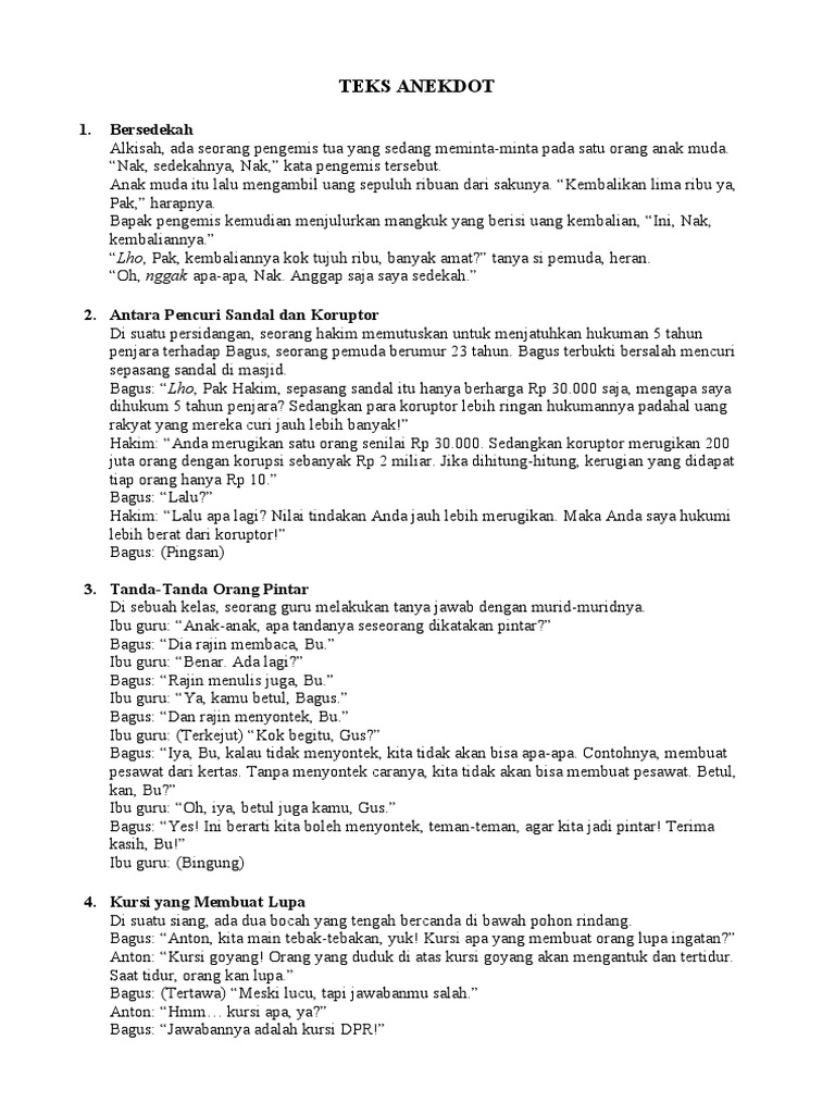 Teks Anekdot Dan Cerita Humor | PDF