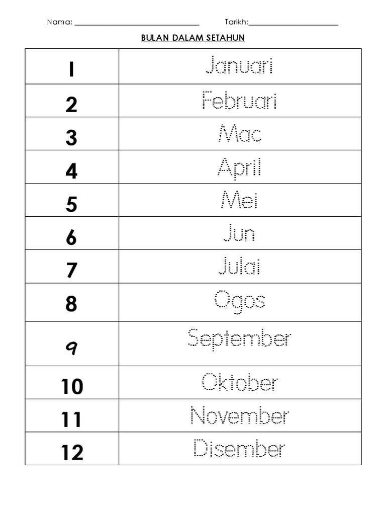 Daftar Bulan dalam Setahun | PDF