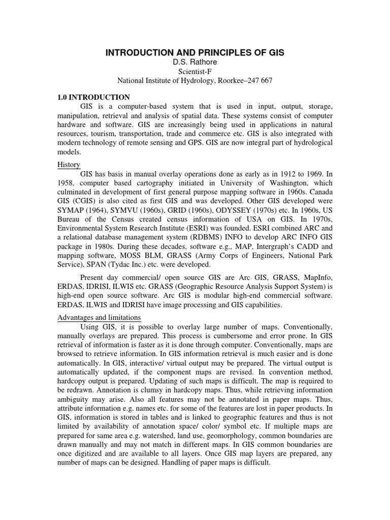 Introduction and Principles of Gis | PDF | Geographic Information ...