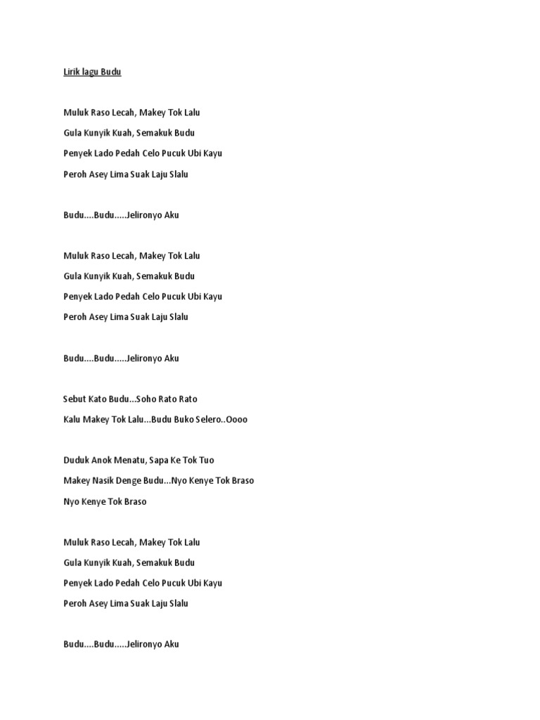 Lirik Lagu Budu | PDF