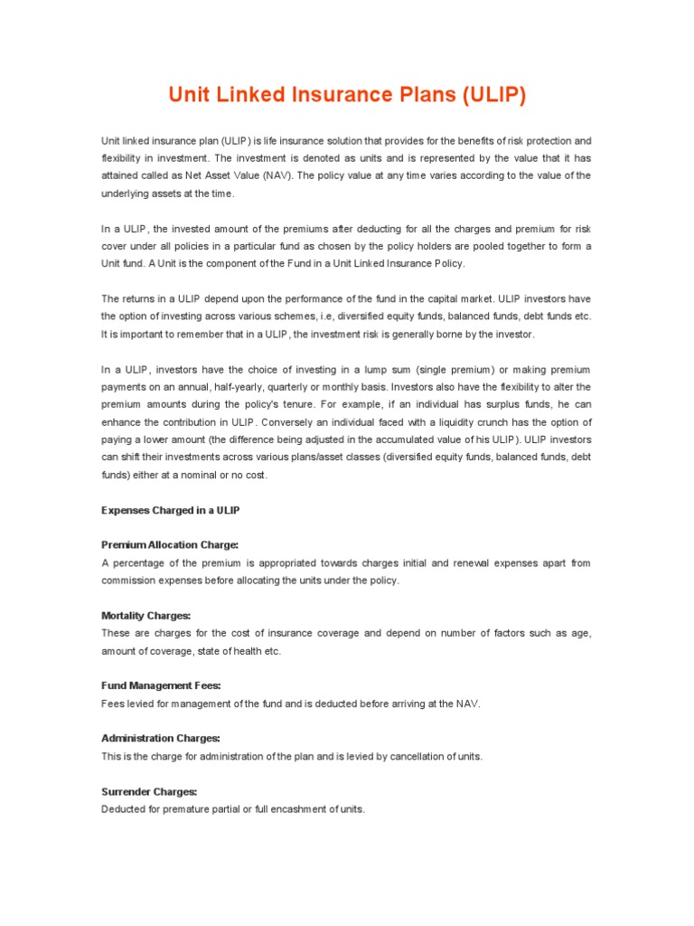 A Comprehensive Overview of Unit Linked Insurance Plans (ULIPs) - Their ...