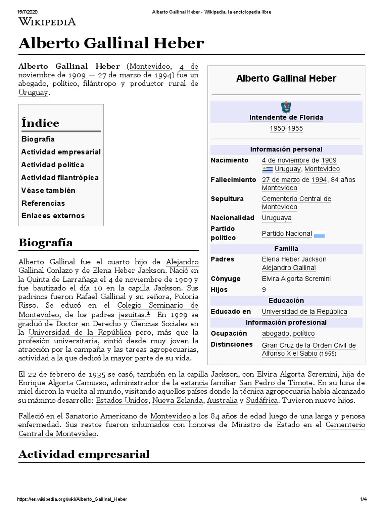 Alberto Gallinal Heber - Wikipedia, La Enciclopedia Libre | PDF ...