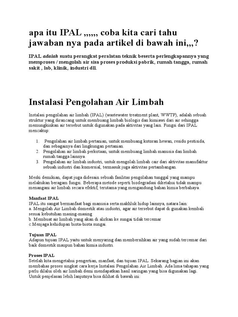Apa Itu IPAL | PDF