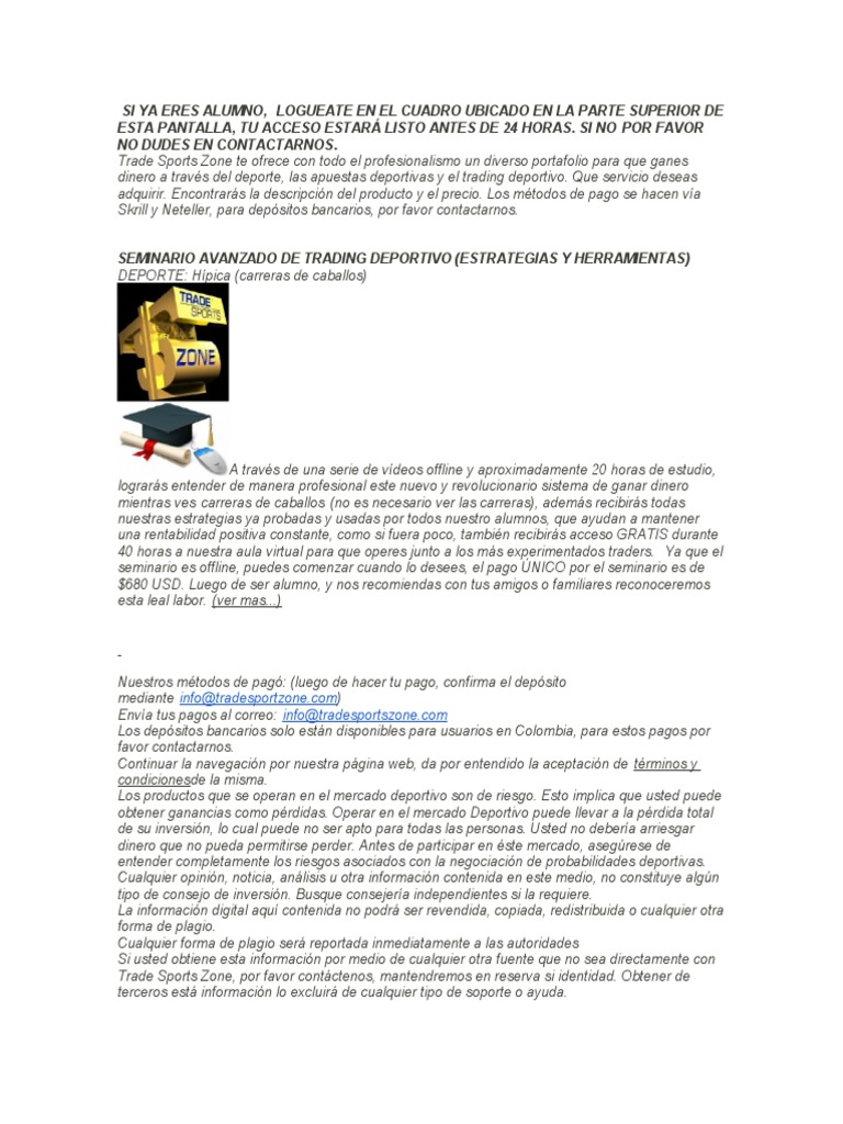 Trader Sport Zone. Curso Trading Caballos | PDF | Comerciante (Finanzas ...