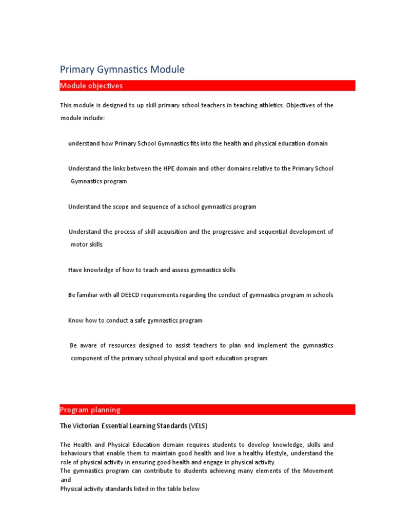 Module in Gymnastics | PDF | Educational Assessment | Teaching Method