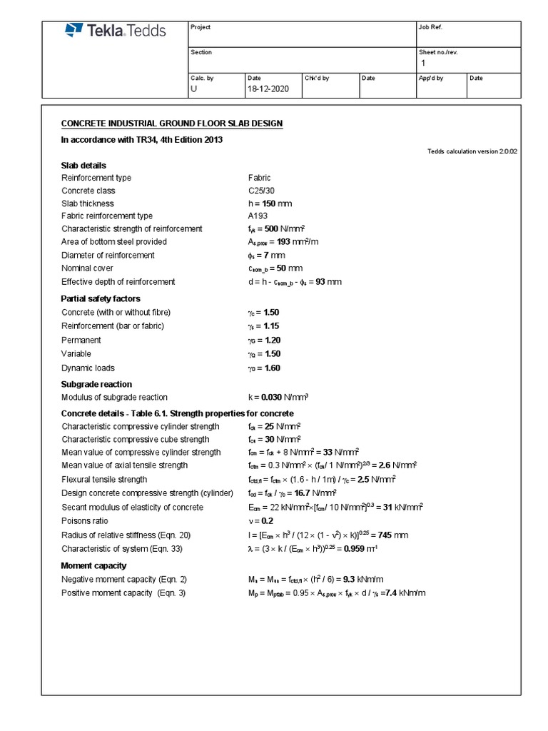 Concrete Industrial Ground Floor Slab Design (TR34) | PDF | Concrete ...
