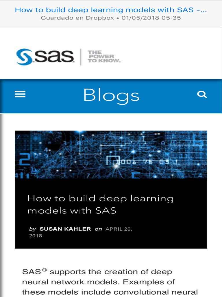 How To Build Deep Learning Models With SAS - Subconscious Musings PDF | PDF | Deep Learning ...