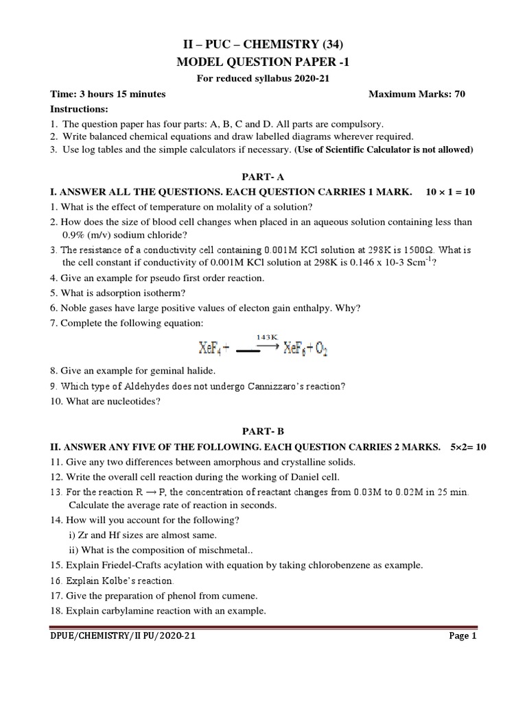 Ii Pu Chemistry QP | PDF | Coordination Complex | Amine