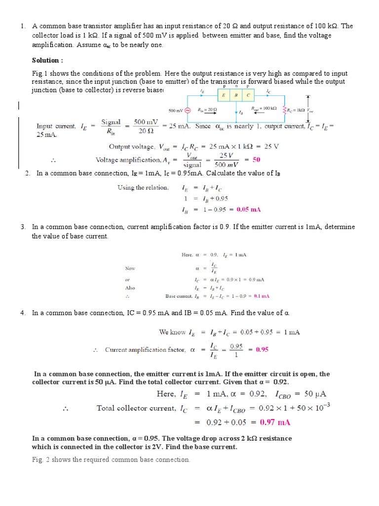 Transistor Problems | PDF | Bipolar Junction Transistor | Transistor