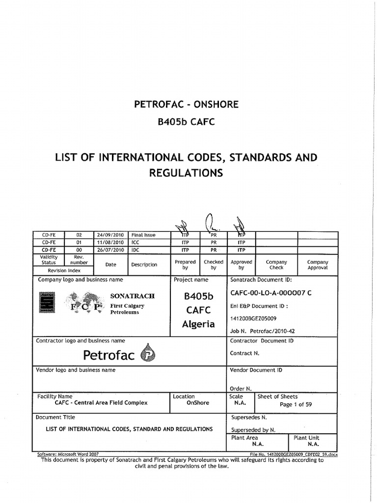 Sonatrach Eni E&P Document Overview | PDF | International ...