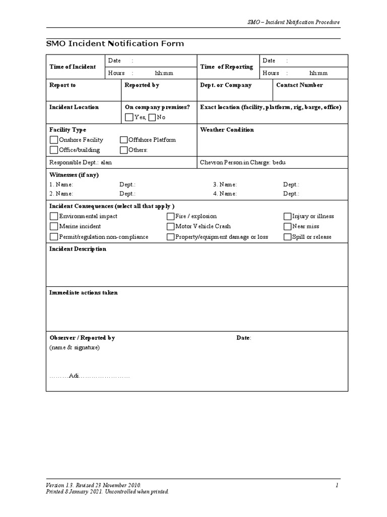 SMO Incident Notification Procedure Guide | PDF