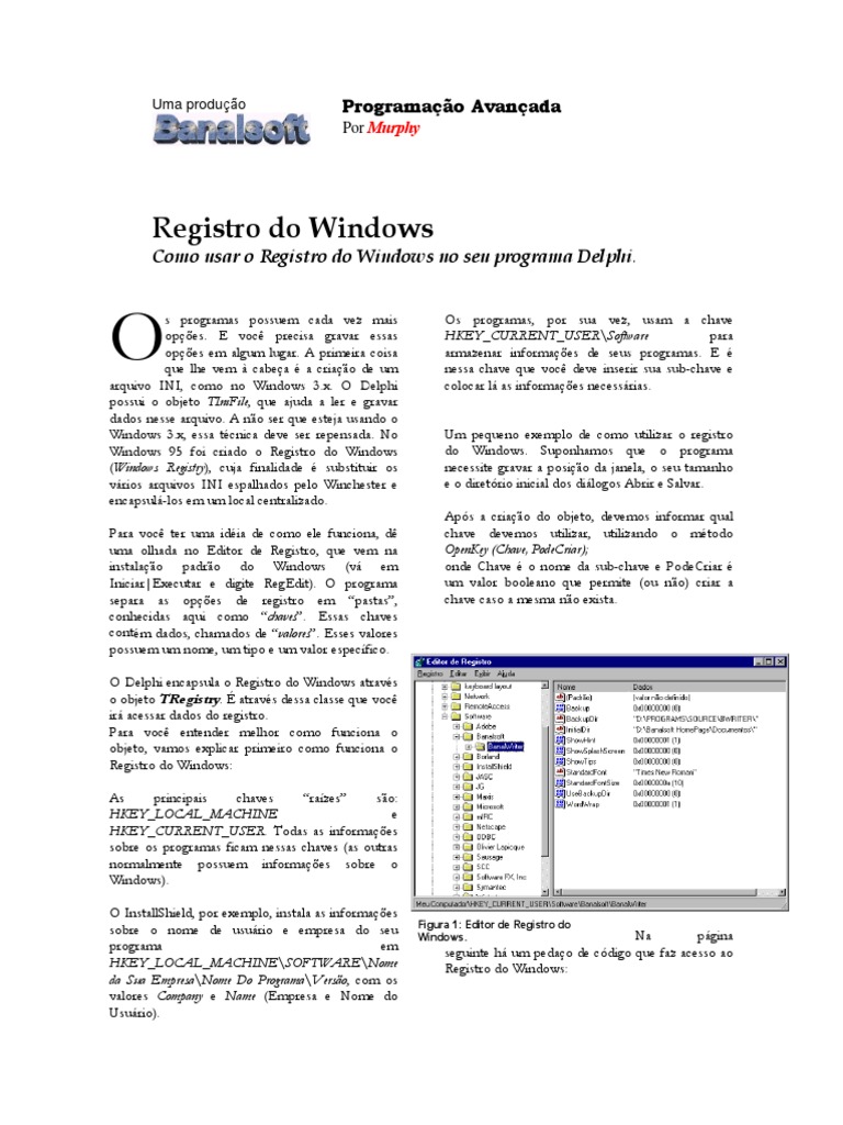 Registro Do Windows | PDF | Registro do Windows | Arquitetura de ...