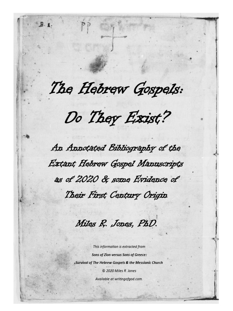 A Hebrew Gospel Do They Exist PDF | PDF | New Testament | Gospels