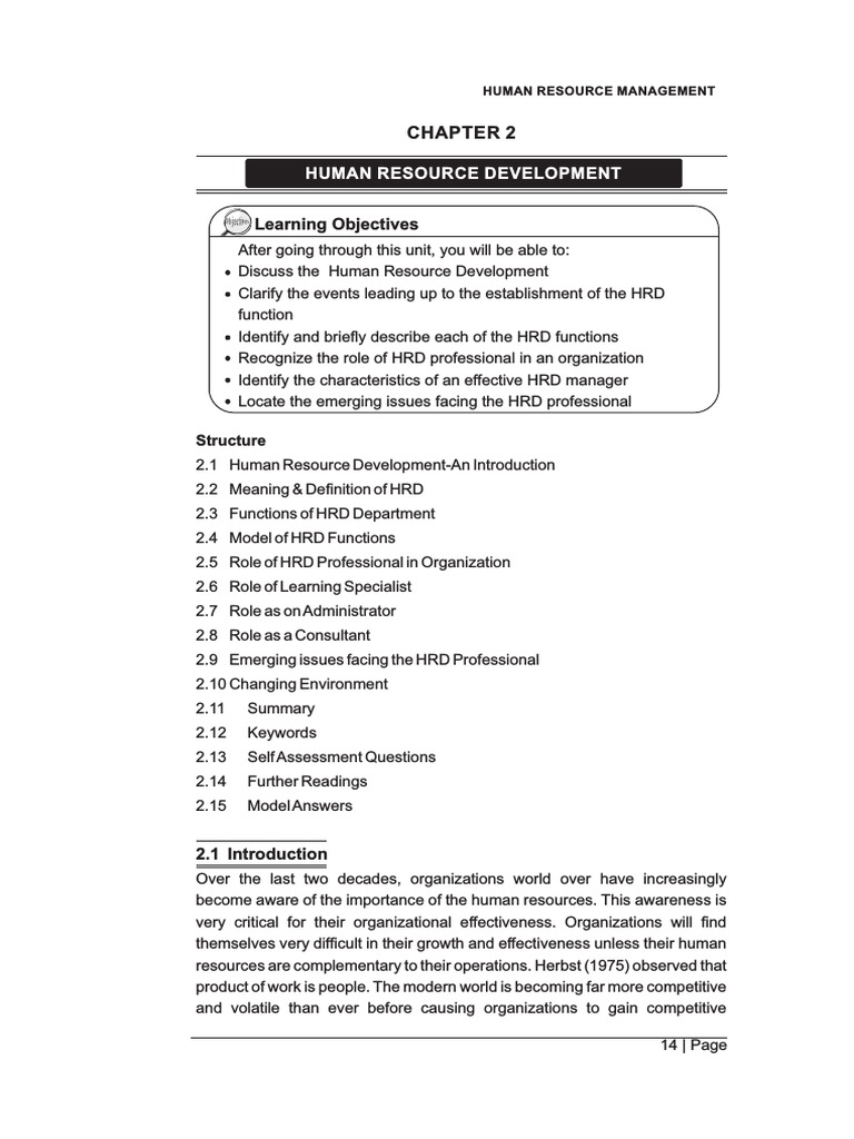 Learning Objectives: Human Resource Development | PDF | Human Resource Management | Human Resources