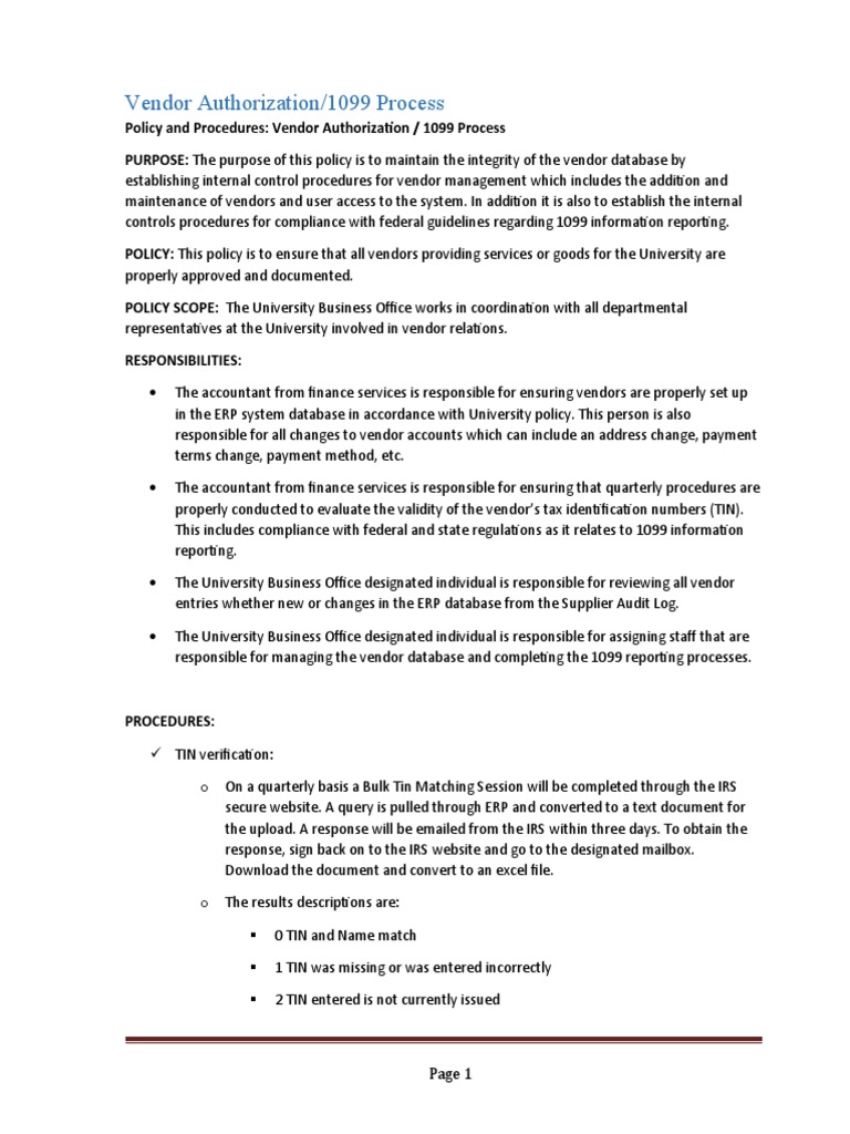 New Vendor Policy | PDF | Verification And Validation | Databases