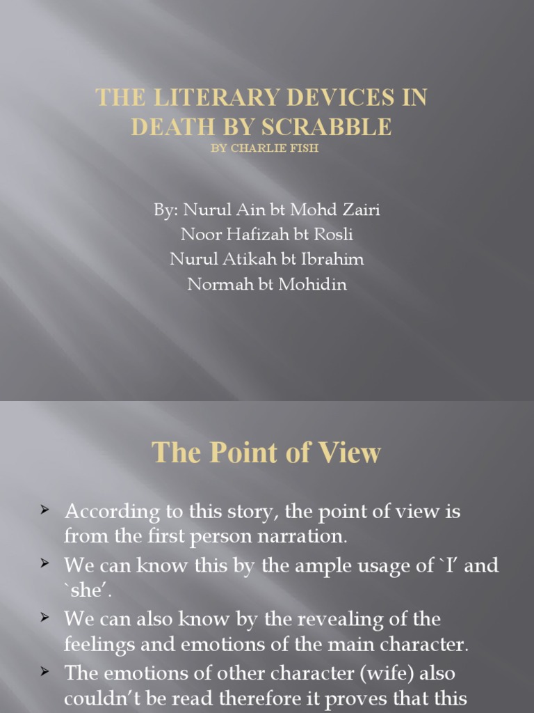 The Literary Devices in Death by Scrabble | PDF | Narration | Hatred