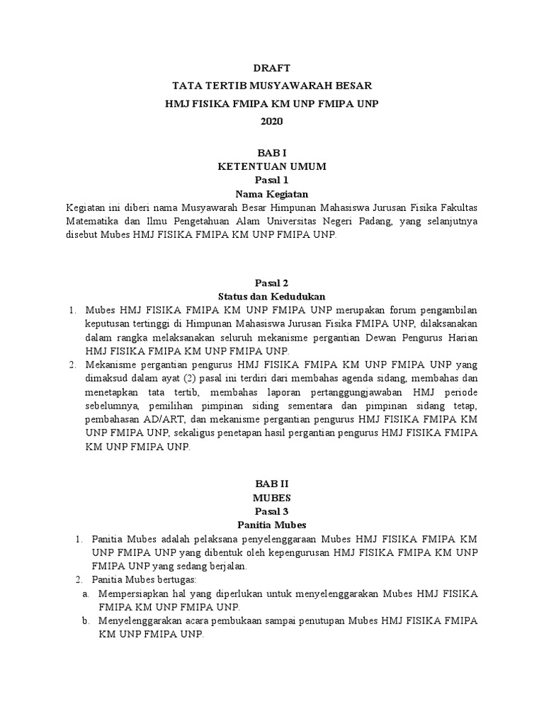 Draft Tata Tertib Mubes | PDF