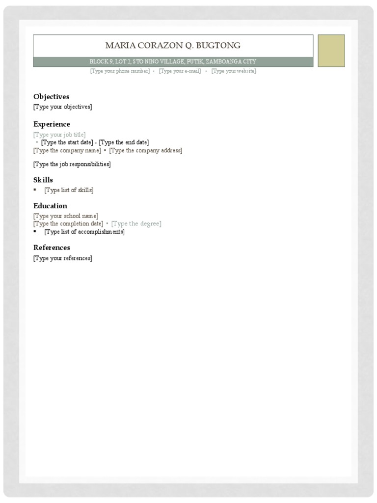 Curriculum Vitae Format | PDF