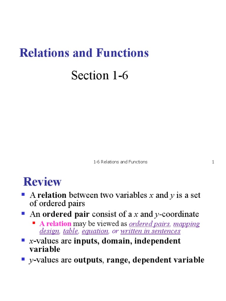 2-1 Relations and Functions | Download Free PDF | Domain Of A Function | Function (Mathematics)