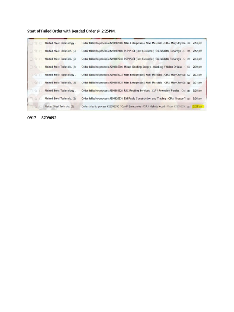 Failed Order With Bended Order | PDF