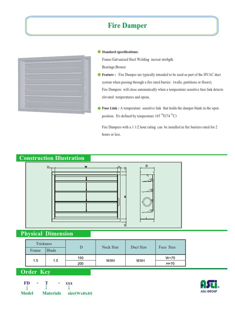 Fire Damper: Construction Illustration | PDF