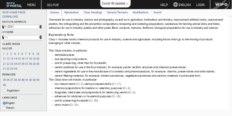 Class 1 - Nice Classification | PDF | Chemical Substances | Materials