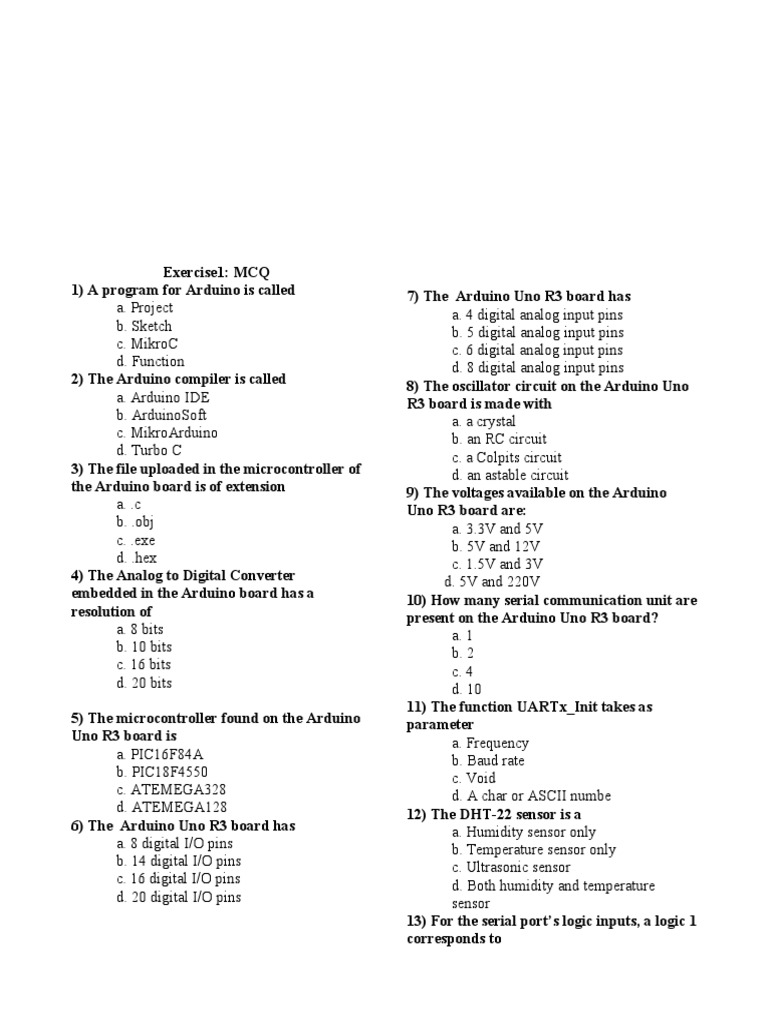Arduino Exercises | PDF | Arduino | Embedded System Arduino Exercises | PDF | Arduino | Embedded System