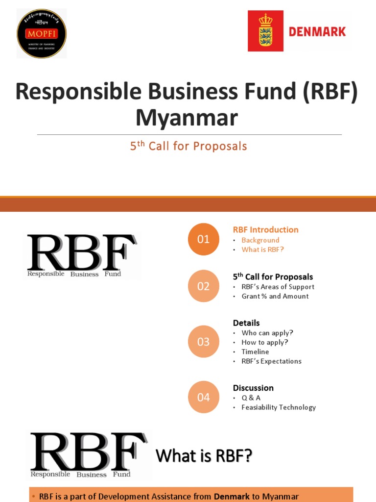 Responsible Business Fund (RBF) Myanmar: 5 Call For Proposals | PDF ...