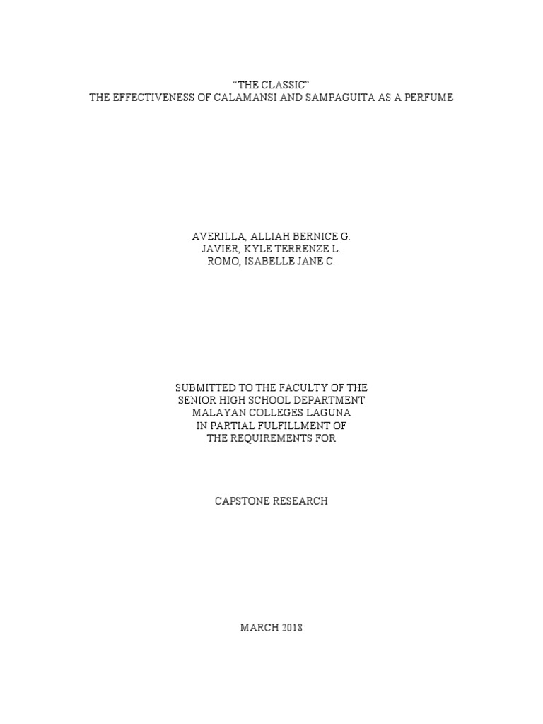 Capstone Output Plan Final | PDF | Perfume | Odor