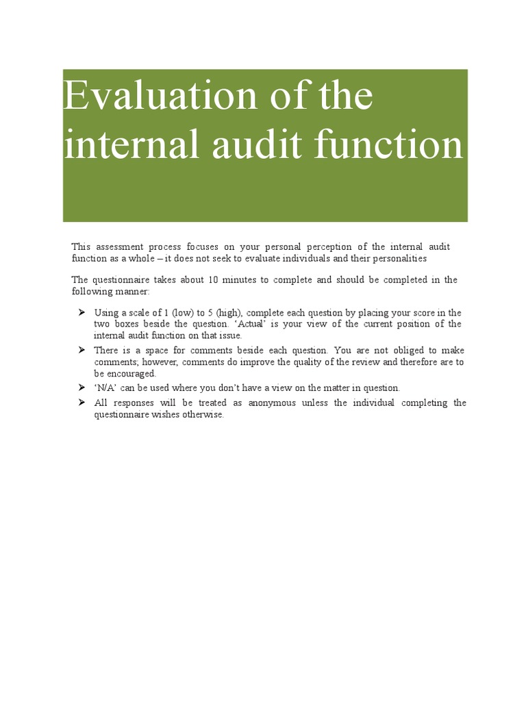 Evaluation of The Internal Audit Function | PDF | Internal Audit | Audit