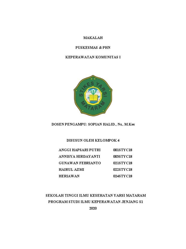 Makalah Puskesmas & PHN Kelompok 4 Kep. Komunitas I | PDF | Pengembangan Diri