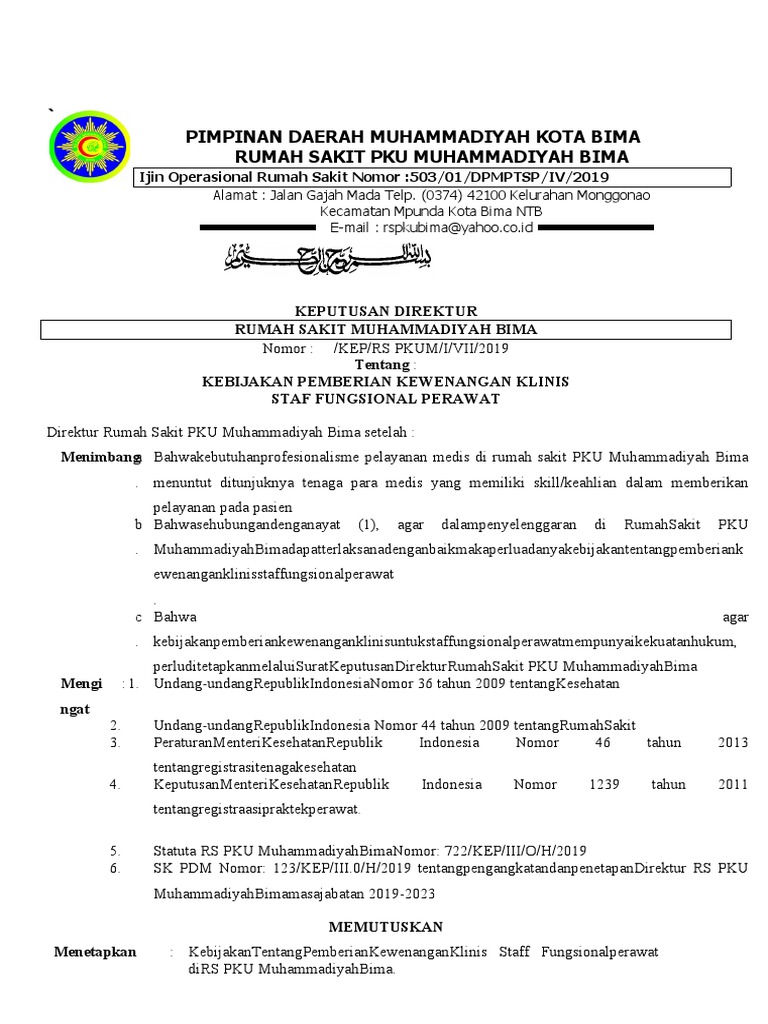 Regulasi Tentang Penetapan SPK Dan RKK PERAWAT | PDF