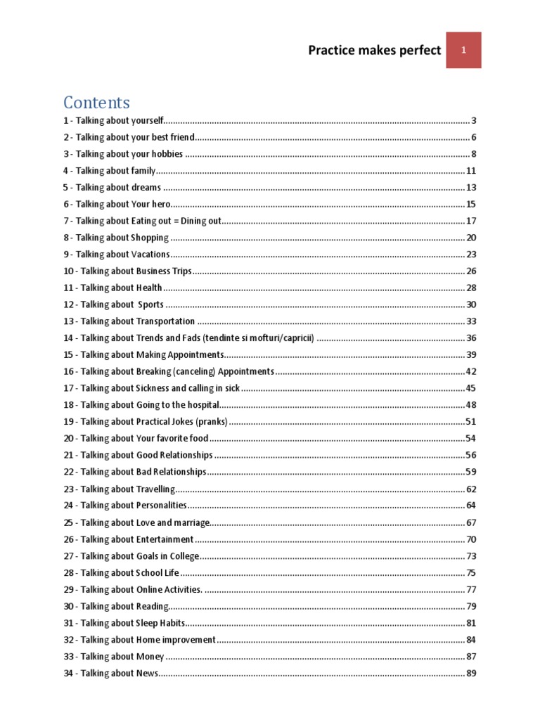 Practice Makes Perfect | PDF | Family | Restaurants