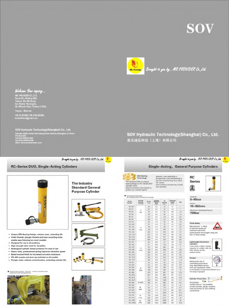 SOV Hydraulic Cylinders Catalog PDF | PDF