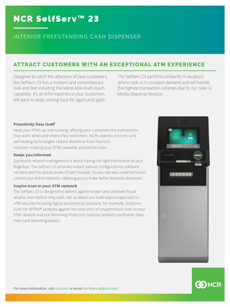 NCR Selfserv™ 23: Attr Act Customers With An Exceptional Atm Experience | PDF | Automated Teller ...
