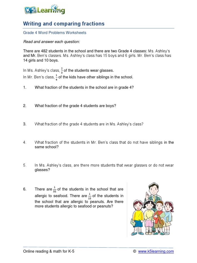 Grade 4 Word Problems Fractions A | PDF