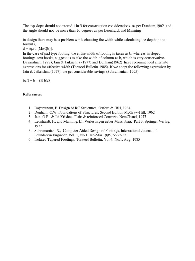 Sloped Footing Design Guidelines | PDF
