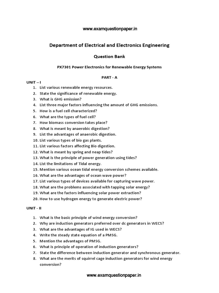 Department of Electrical and Electronics Engineering: Question Bank ...