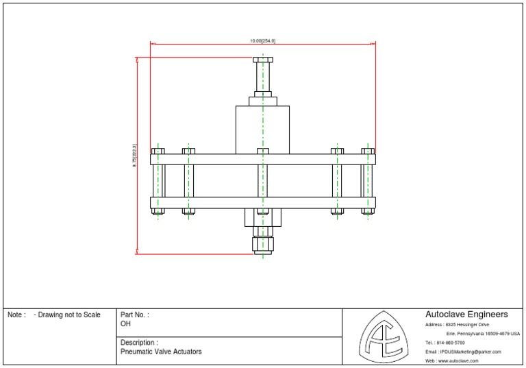 Technical Drawing and Specifications for Pneumatic Valve Actuators ...