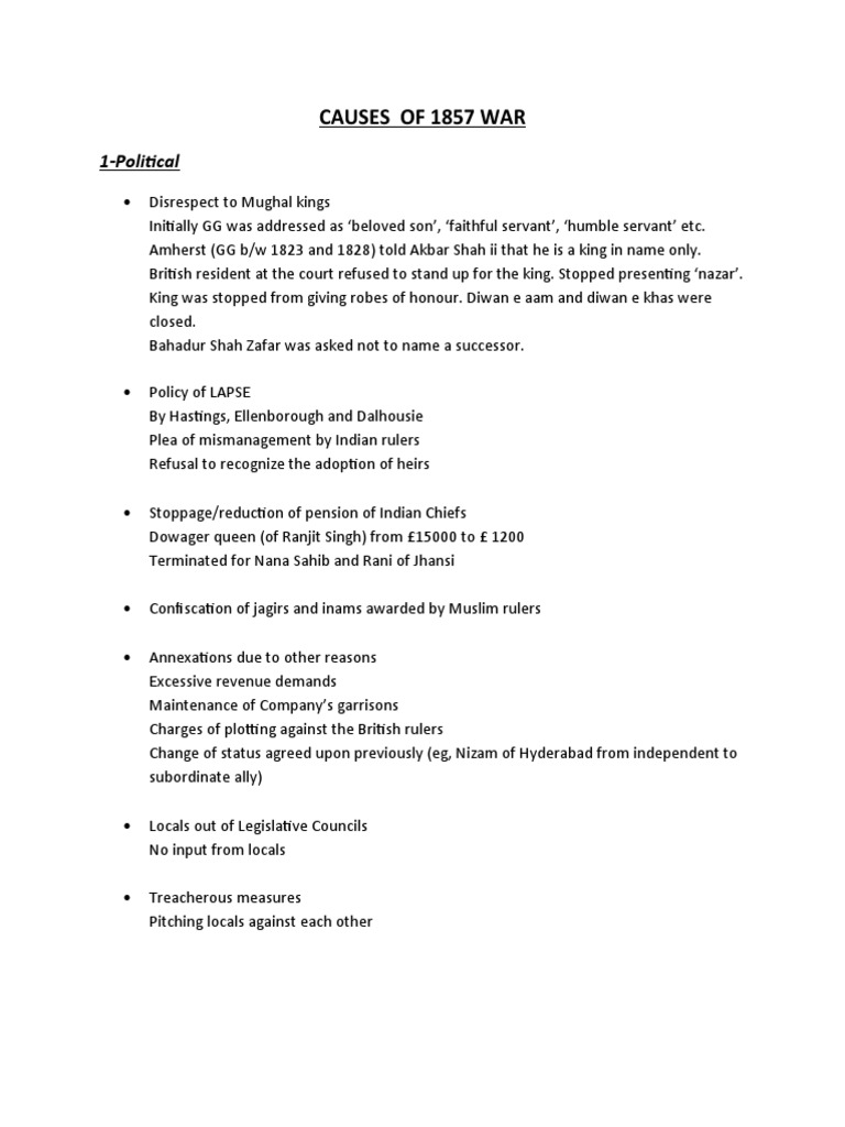 Causes of 1857 War | PDF | British Raj | Sikhism