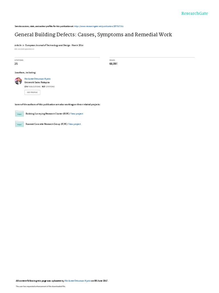 General Building Defects: Causes, Symptoms and Remedial Work | PDF ...