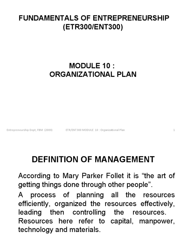 ENT300 - Module 10 - ORGANIZATIONAL PLAN | PDF | Resource ...