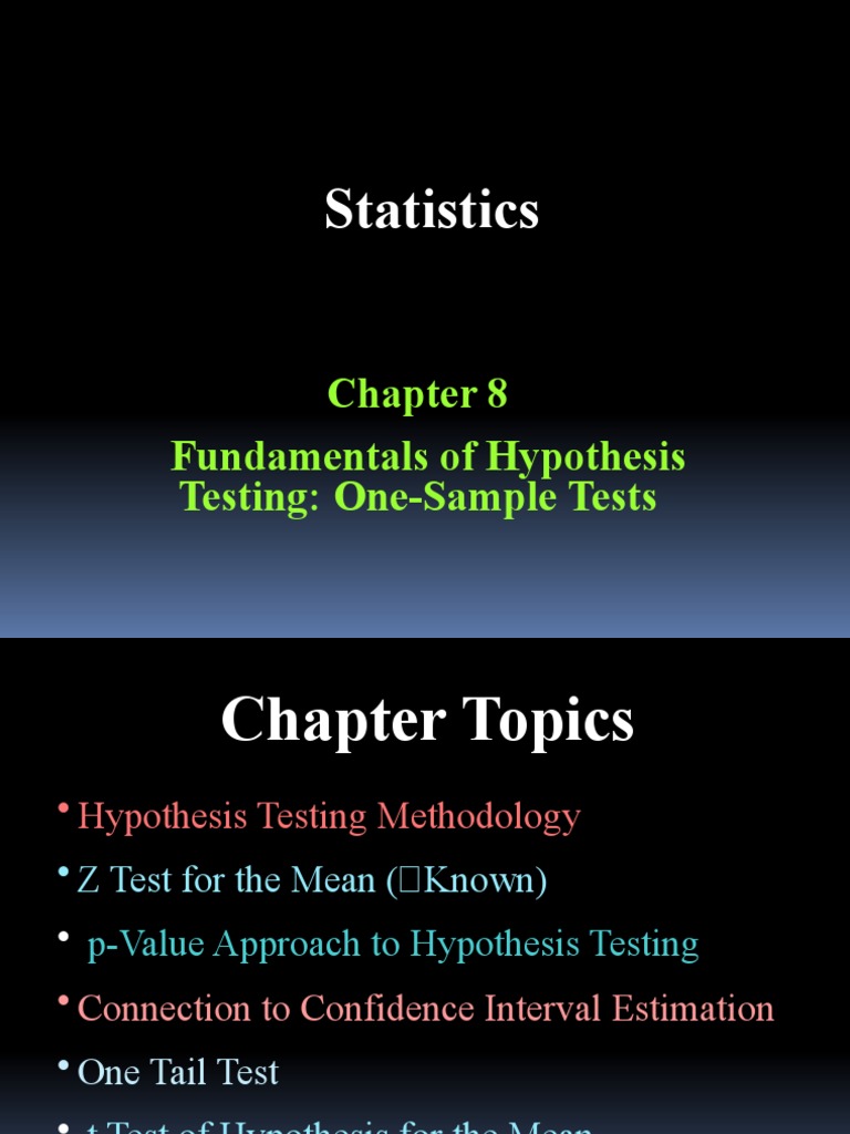 Statistics: Fundamentals of Hypothesis Testing: One-Sample Tests | PDF ...