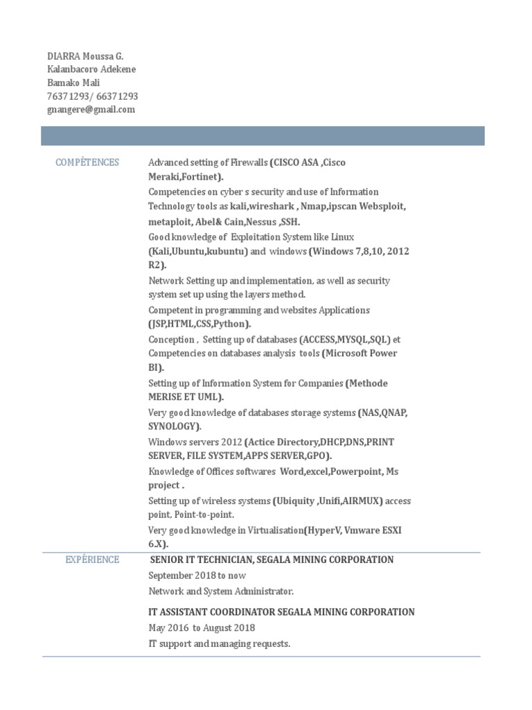 Senior IT Technician Résumé | PDF | Cisco Certifications | Computer Engineering