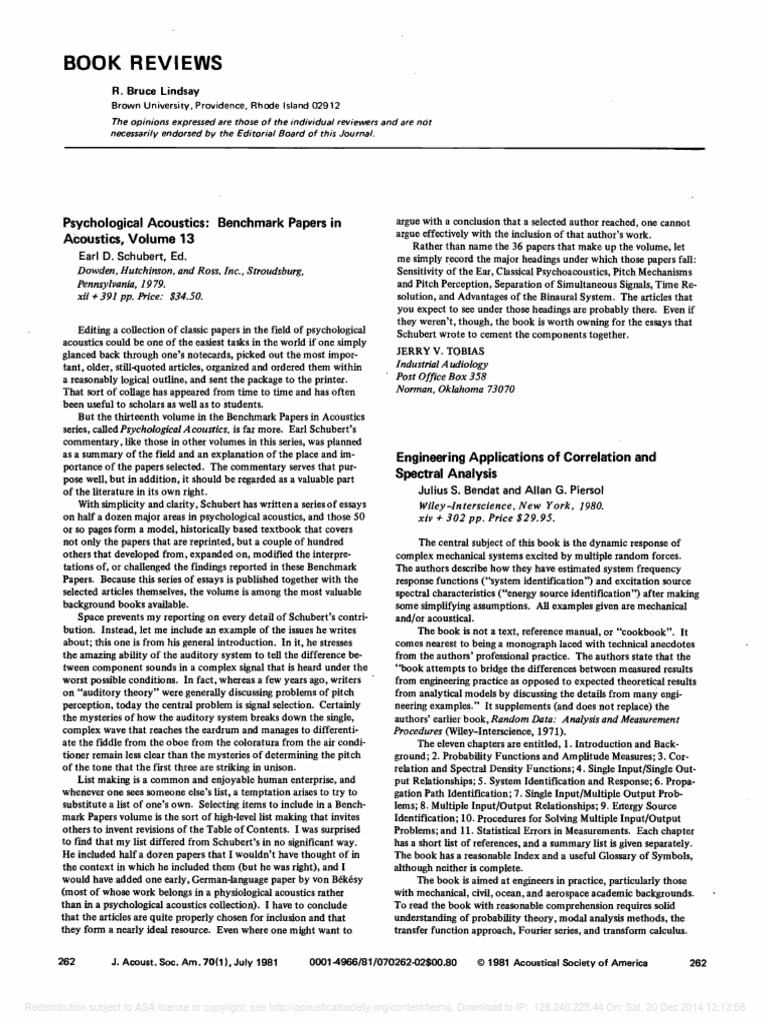 Engineering Applications of Correlation and Spectral Analysis | PDF ...