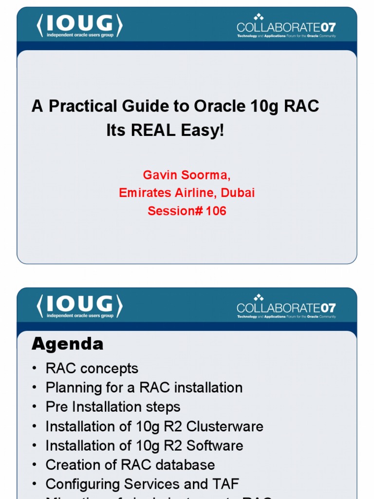 A Practical Guide To Oracle 10g RAC Its REAL Easy!: Gavin Soorma ...